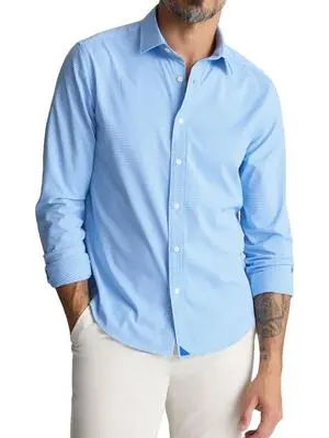 UNTUCKIT Bravo Microcheck Performance Button-up Shirt - Blue