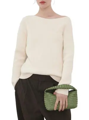 MANGO Boat Neck Long Sleeve Relaxed Sweater