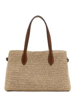 Mango Raffia Crochet Tote - Leather