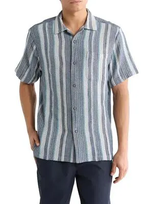 Tommy Bahama Milano Textured Stripe Cotton Camp Shirt Kingfish