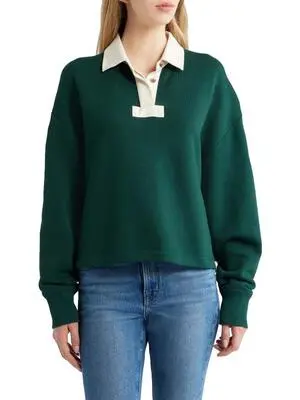 Rag & Bone Vintage Terry Polo Sweatshirt - Forest