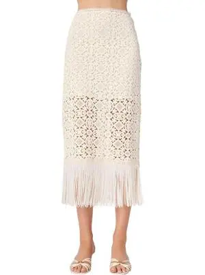 Cami Nyc Veezia Fringe Hem Midi Skirt - Ceramic
