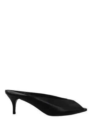 AMIE RAFA Audrey Peep-toe Leather Mule - Black