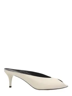 AMIE RAFA Audrey Peep-toe Leather Mule - Bone