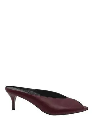 AMIE RAFA Audrey Peep-toe Leather Mule - Burgundy