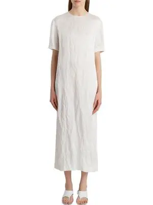 Khaite Webber Crinkled Voile Maxi Dress - Chalk
