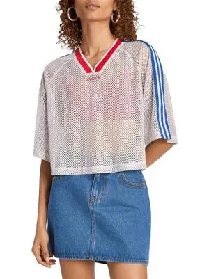 ADIDAS ORIGINALS Mesh Crop Jersey Top - Chalk Pearl