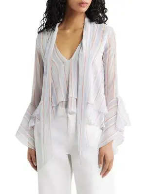 Mango Leif Stripe Ruffle Shirt - Blue