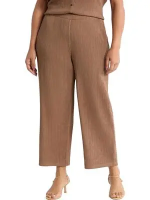 Anne Klein Crinkled Ankle Wide Leg Pants - Mushroom