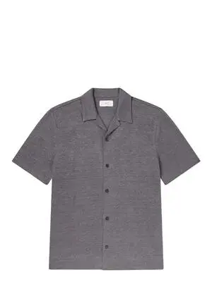 Mr P. Camp-collar Linen Shirt - Gray