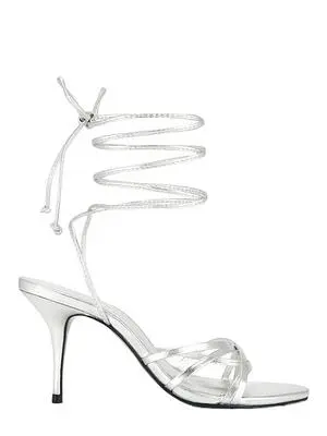 BLACK SUEDE STUDIO Black Suede Studio Tally 80 Metallic Silver Strappy Sandals