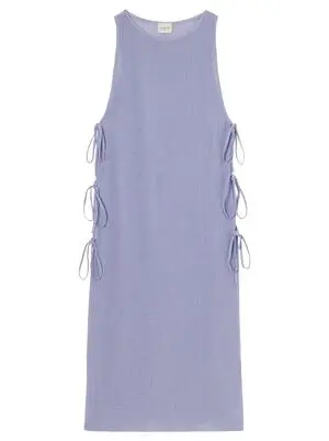 Le Kasha Jarajug Organic Linen Midi Dress With Side Ties - Blue