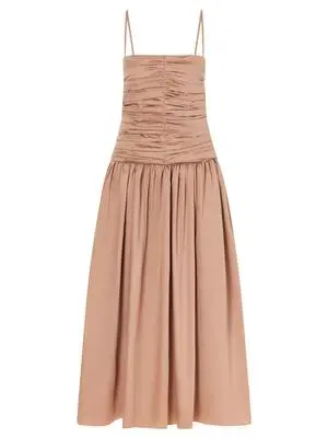 TOVE Amina Gathered Organic Cotton Midi Dress