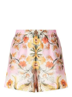 Borgo De Nor Floral-print Ramie Shorts - Pink