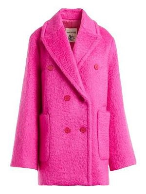 SEMICOUTURE Pea Coat In Mohair And Wool Blend - Fuchsia