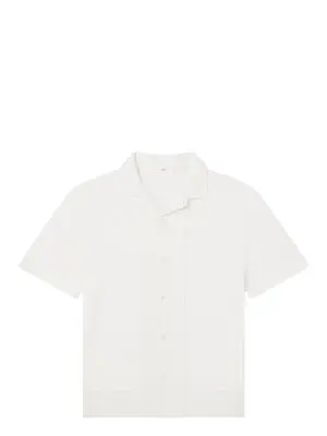 Mr P. Camp-collar Linen And Organic Cotton-blend Shirt - White