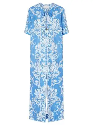 Borgo De Nor Calista Printed Linen Maxi Dress - Blue