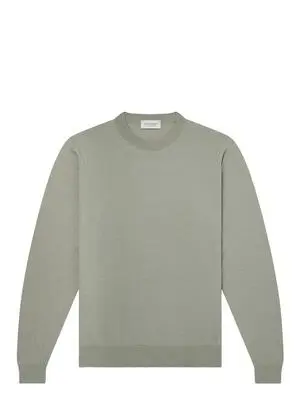John Smedley Honeycomb Knit Merino Wool Sweater - Green