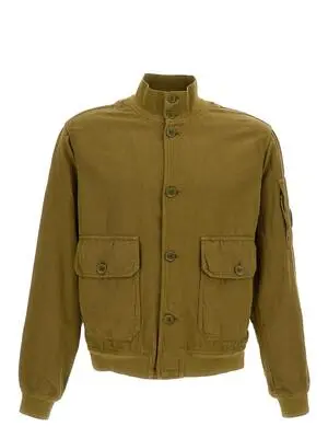 C.P. COMPANY Linen-blend Bomber Jacket - Green