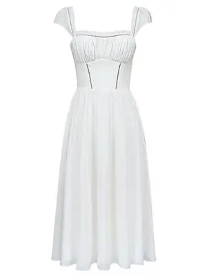 House Of Cb Thea Puff-sleeved Lyocell Maxi Dress - Clouddancer