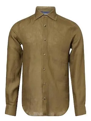Paul Smith Collared Long-sleeve Linen Shirt - Green