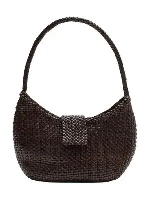 Rixo Saoirse Woven Leather Baguette Bag - Brown