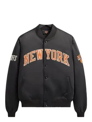 Kith X New York Knicks Playoffs Satin Bomber Jacket - Black