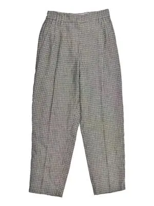 Brunello Cucinelli Houndstooth Pleated Linen Trousers - Neutrals