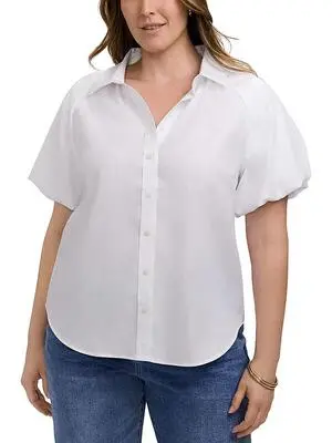 Foxcroft Paula Puff Sleeve Shirt - White
