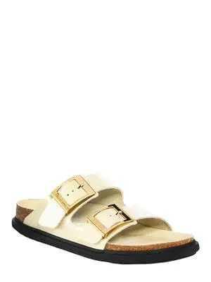 BIRKENSTOCK Arizona Big Buckle High Shine Slide Sandals Ecru