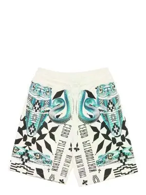 COUNTY OF MILAN Graphic Print Drawstring Shorts - Neutrals
