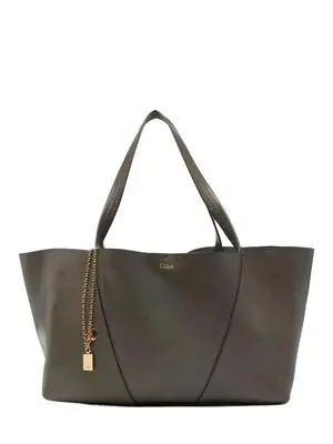 Chloé Grainy-Leather Charm-Detail Tote Grey