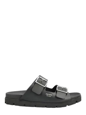 Prada Rubber Strap Sandals - Black