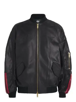WILLY CHAVARRIA X Adidas Originals Leather Bomber Jacket - Black