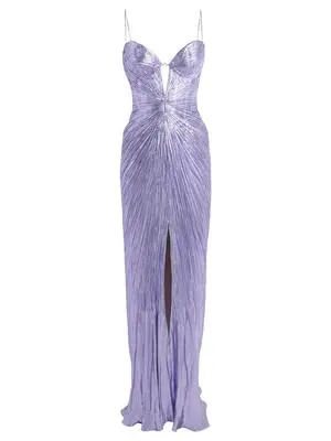 MARIA LUCIA HOHAN Chiffon Pleated Sara Maxi Gown - Purple