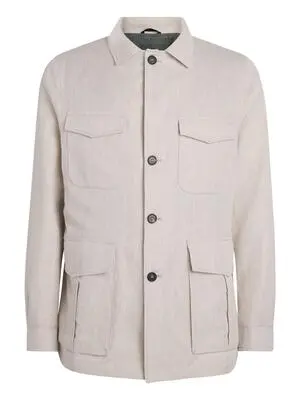 N.peal Linen-cotton Herringbone Safari Jacket - Ivory