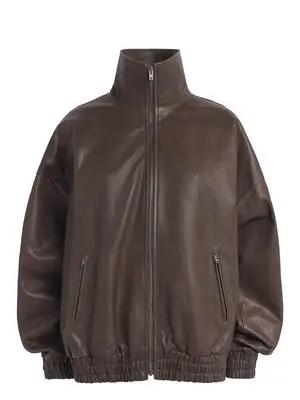 Acne Studios Leather Bomber Jacket - Brown
