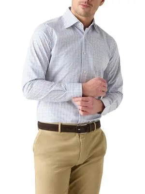 Robert Talbott Madison Check Light Weight Poplin Shirt In Contemporary Fit Raspberry Multi