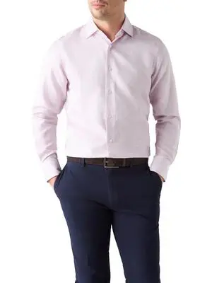 Robert Talbott Reynolds Cotton Linen Blend Shirt In Contemporary Fit - Raspberry