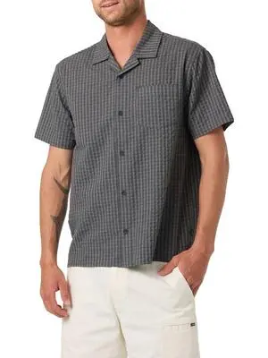 O'Neill Og Seersucker Plaid Camp Shirt - Dark Shadow