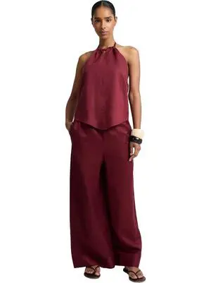 ONIA Air Linen Drawstring Wide Leg Pant
