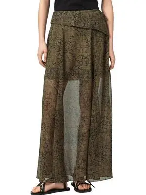 ALLSAINTS Sheer Maxi Skirt - Sirius Gold Black
