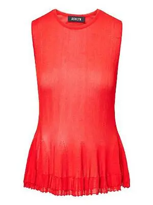 ASHLYN Bennett Peplum-hem Knitted Top - Red