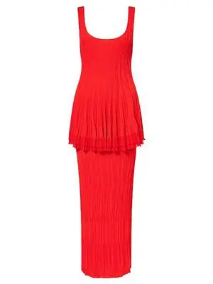 ASHLYN Kishi Laye Knitted Maxi Dress - Red