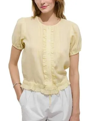 ALEX MILL Brittany Ruffle Pintuck Top - Pear
