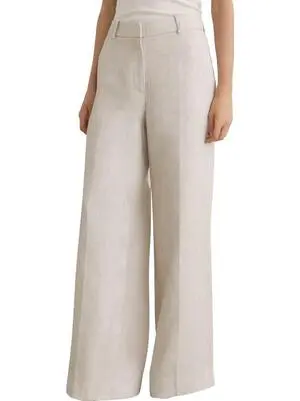 REISS Nolah Wide Leg Pants - Neutral