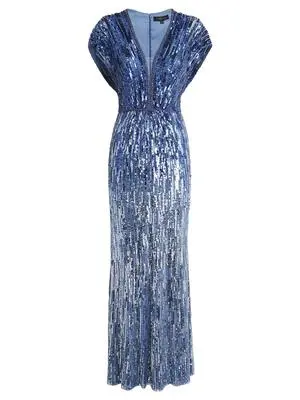 Jenny Packham Sequinned Dusk Gown Navy