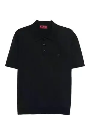 Gucci Silk Cotton Polo Shirt With Embroidery - Blue