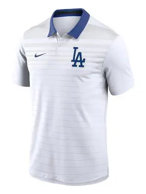 Nike Los Angeles Dodgers Striped Vapor Dri-fit Mlb Polo - White