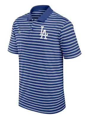 Nike Los Angeles Dodgers Striped Victory Dri-fit Mlb Polo - Blue